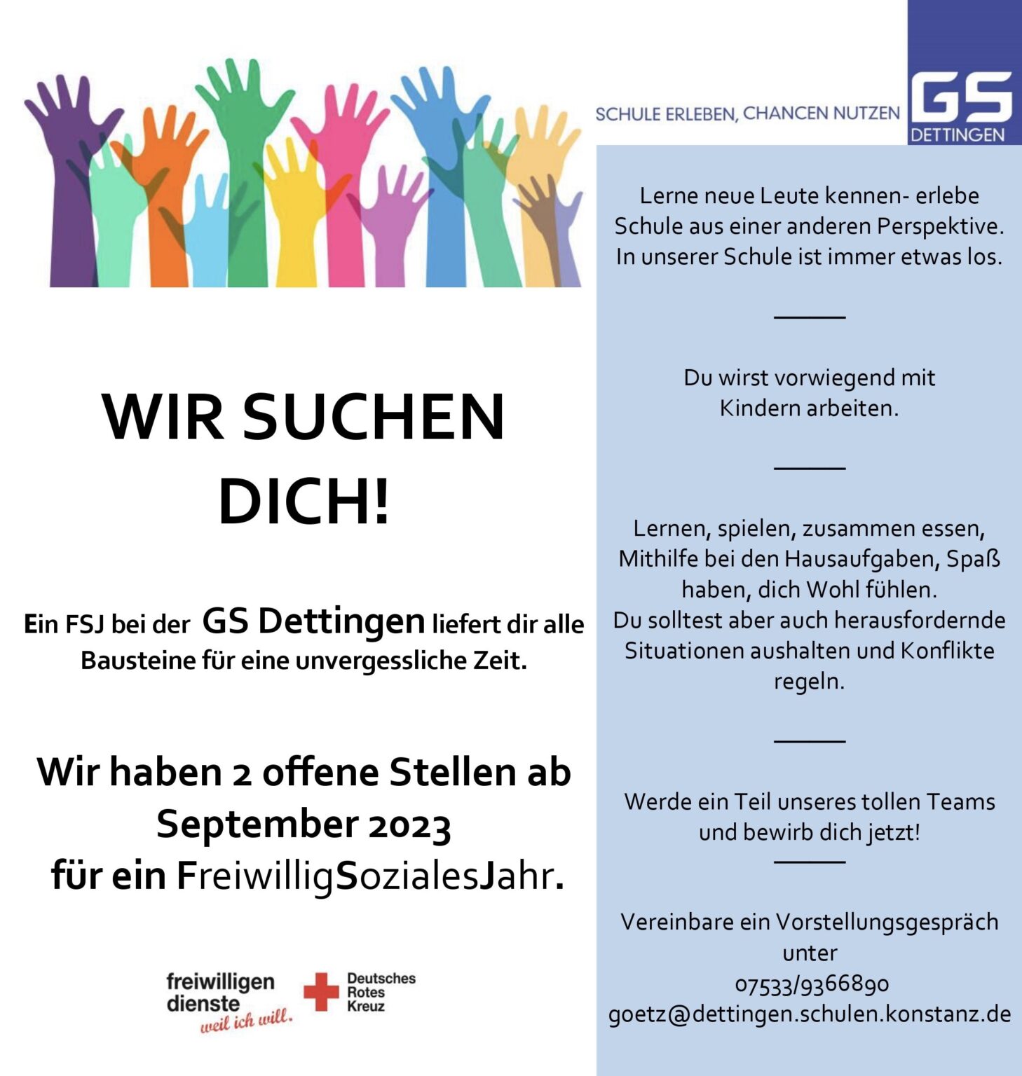 FSJ Kräfte gesucht – Grundschule Dettingen